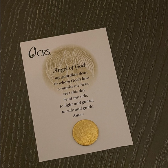 Other | Crs Angel Of God Prayer Card With Gold Medal | Poshmark